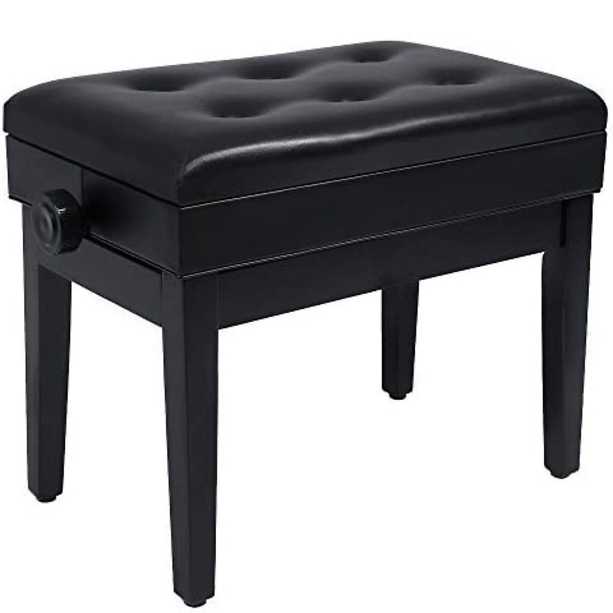 Iwell Piano Bench, Adjustable Piano Bench with Padded Cushion and Storage Compartment for Music Sheet, Music Bench, Piano Stool, Vanity Chair, Black