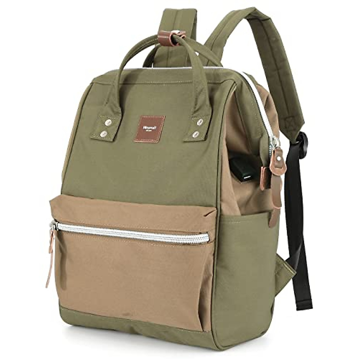 himawari Laptop Backpack for Women&Men Travel Backpack With USB Charging Port Large Business Bag Water Resistant College Bag Computer Bag Doctor Bag(1881-Mocha&olive35#)