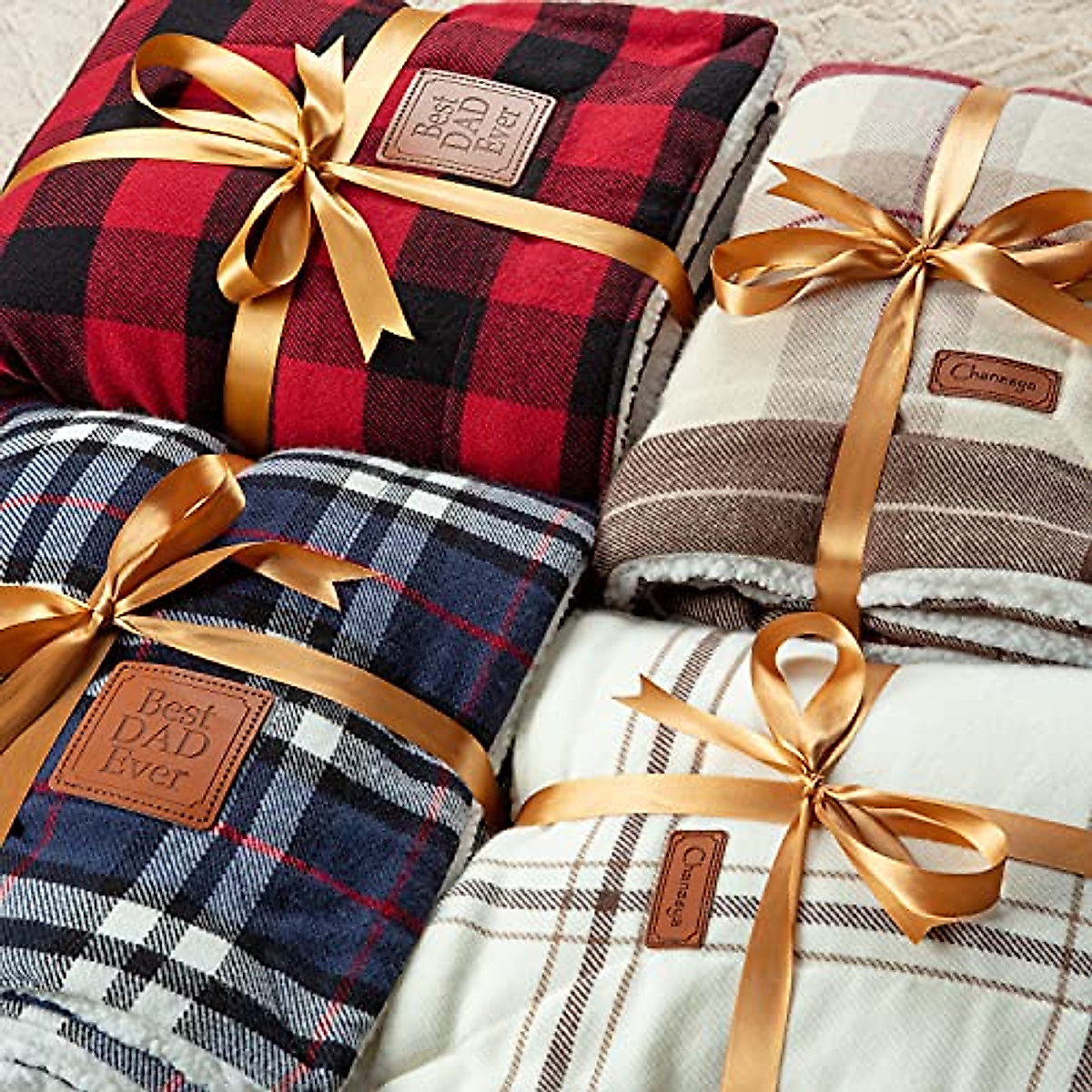 Chanasya "Best Dad Sherpa Plaid Throw Blanket - Soft Cozy Warm Plush Fluffy Fleece Flannel Throw Blankets - Gifts for Fathers Dads Grandfathers - Fall Autumn Winter Holiday Camping Blanket - Navy/Red