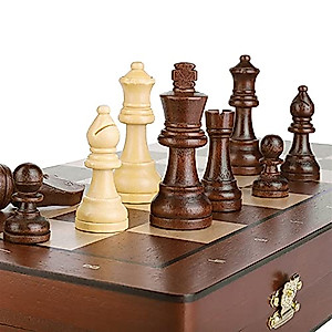 THPT High Class Wooden Chess Set, Magnetic Chess Pieces, Folding Chessboard, Universal Standard Board Game for All Ages, 40 x 40 cm Board Games (Color : Mahogany Material)