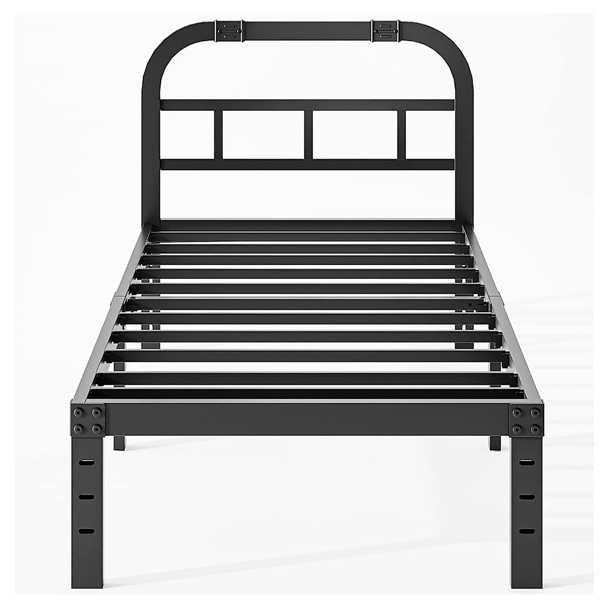 COMASACH Twin Bed Frame with headboard, 14 Inch High 3500lbs Heavy Duty Steel Slats Support Metal Bed Frames No Box Spring Needed,Noise-Free,Easy Assembly-Black