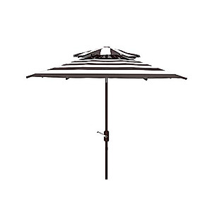Safavieh PAT8204D Outdoor Iris Fashion Line Grey and White 9-Foot Double Top UV Protected Umbrella