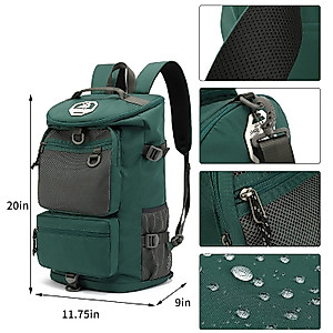 Gym Duffle Bag Backpack 4-Way Waterproof with Shoes Compartment for travel Sport Hiking laptop (Green) XL