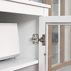 HOMCOM Freestanding Kitchen Pantry, 5-Tier Storage Display Cabinet, Curio Cabinet with Adjustable Shelves and 2 Glass Doors for Living Room, Dining Room, White