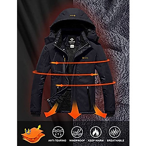 GEMYSE Men's Mountain Waterproof Ski Snow Jacket Winter Windproof Rain Jacket (Black,Small)