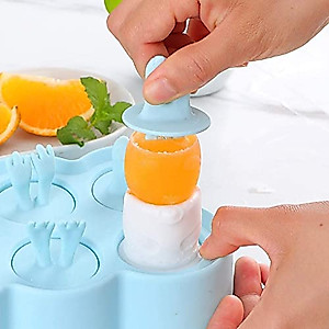 Mini Ice Pop Molds BPA Free, Silicone Reusable Small Popsicle Molds with Sticks, DIY Ice Cream Makers [Cavity of 6], Funny Animal Shape Cute Yogurt Tubes