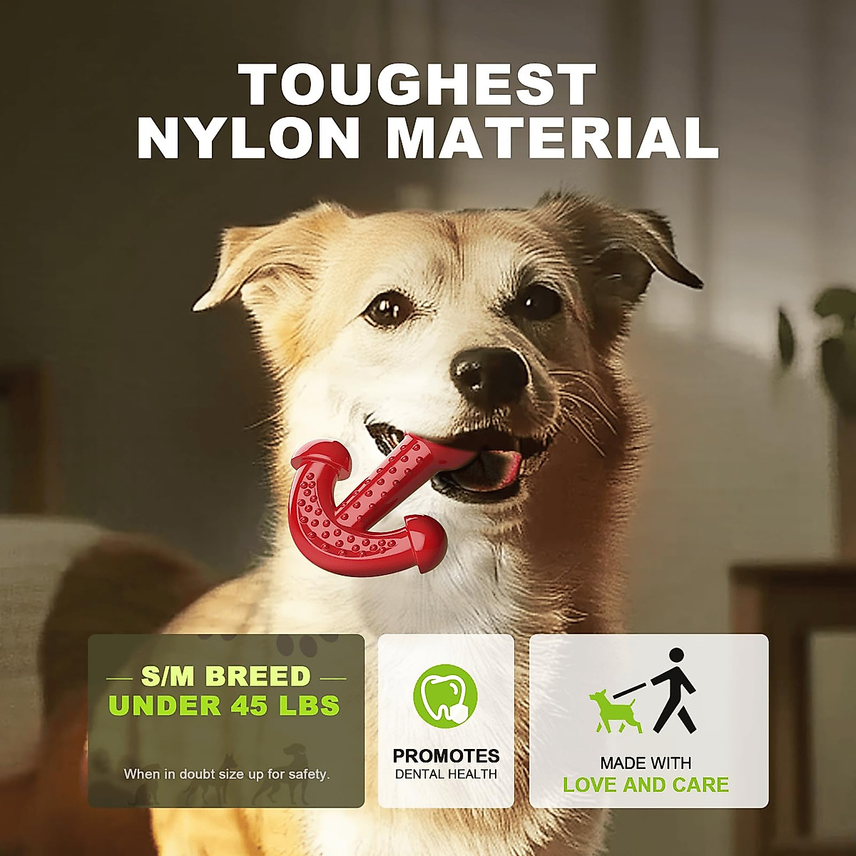 GFECMX Dog Toys for Small Dogs - Indestructible Dog Toy, Puppy Chew Toys for Teething - for Boredom,Dog Enrichment Toys,Puppy Toys to Keep Them Busy,Chew Toys for Aggressive Chewers,Medium,Bacon,Red