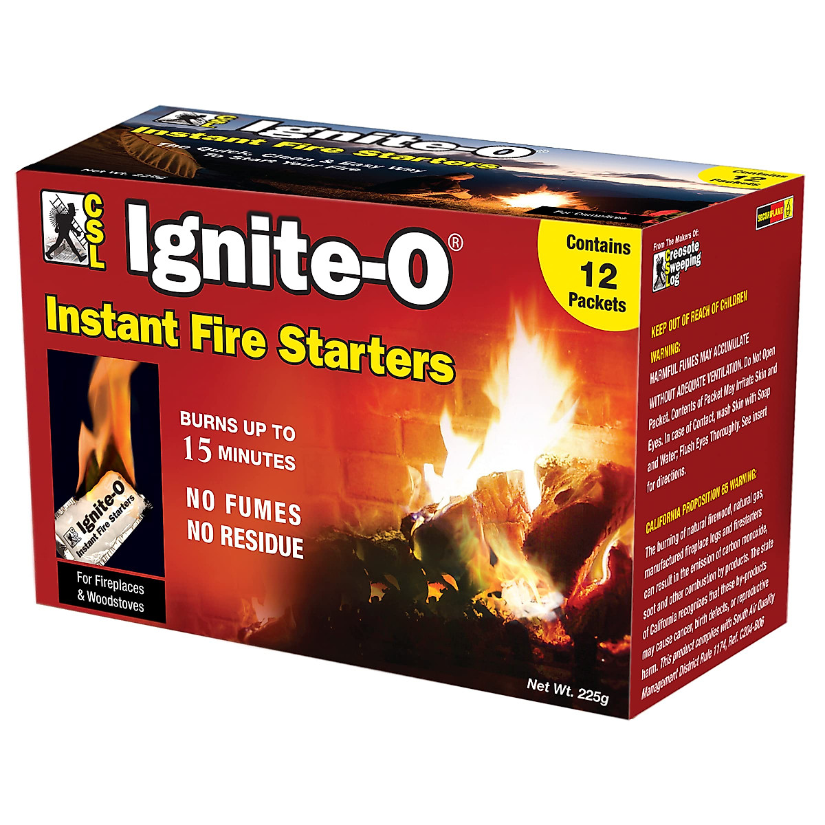 Ignite-O Creosote Sweeping Log FS855-24 Instant Fire Starter, 12-Packets, Brown/A