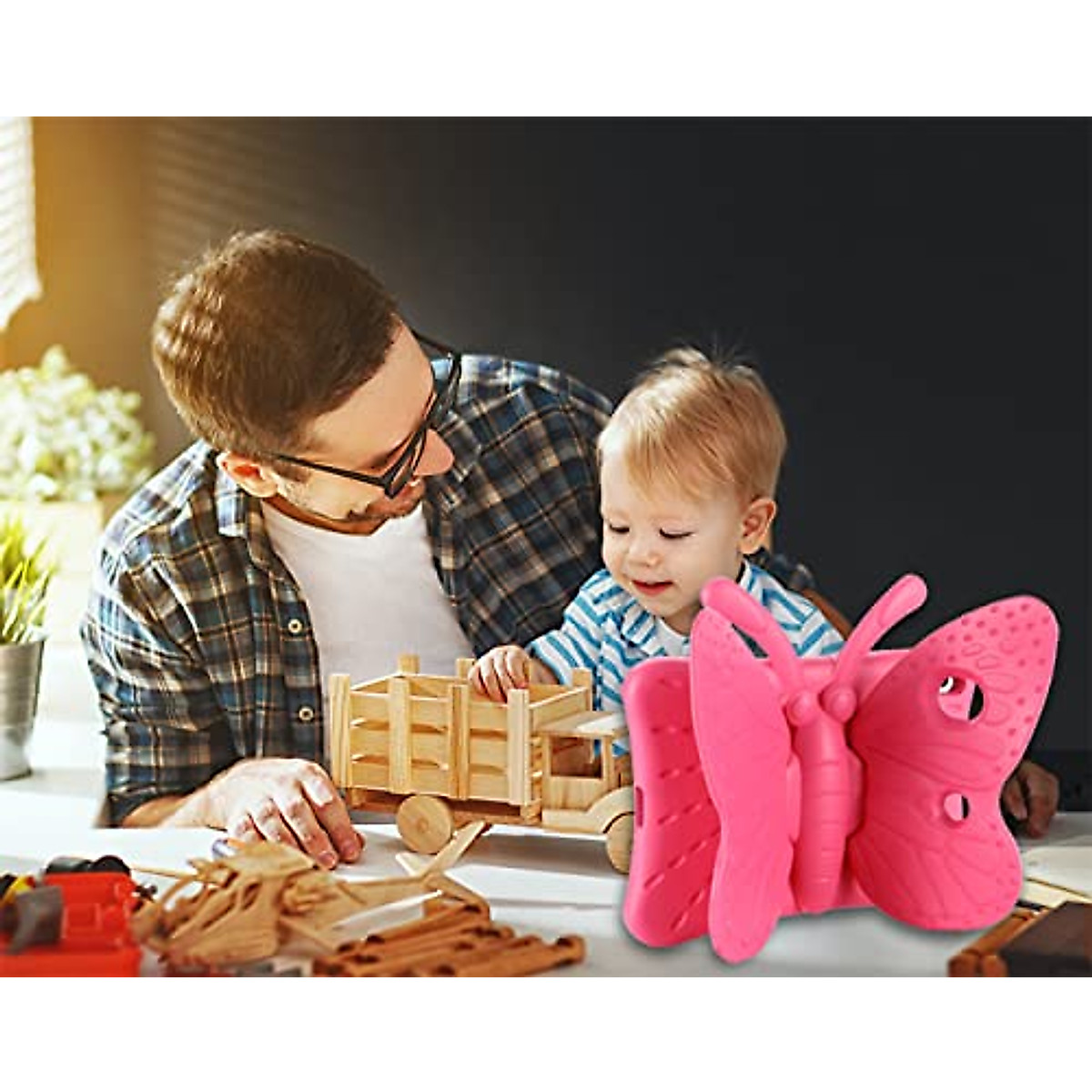 iPad Mini 6 Case - iPad Mini 6th Generation Case for Kids, 3D Cartoon Butterfly Non-Toxic EVA Light Weight Proof Shockproof Case with Kickstand for iPad Mini 6th Gen 8.3 inch 2021 Case for Boys (Rose)