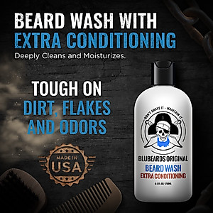 Bluebeards Original Beard Wash and Conditioner for Men, 8.5 oz. - Natural Beard Wash and Beard Moisturizer, with Aloe & Lime - Deeply Cleans, Softens, and Conditions Your Beard and Skin - Made in USA