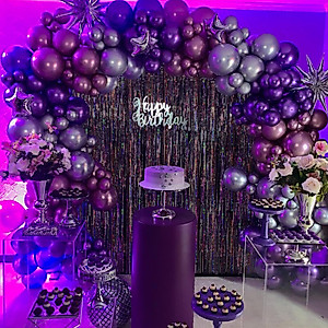 CANREVEL 2 Pack 3.3x8.2 Feet Laser Black Foil Fringe Backdrop Curtains, Tinsel Streamers Birthday Party Decorations, Fringe Backdrop for Graduation, Halloween, Happy New Year, Disco Party