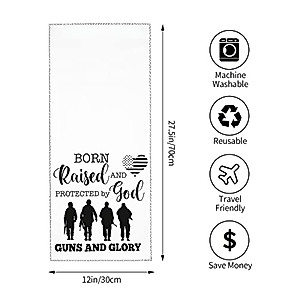 Born Raised and Protected by God Guns and Glory Hand Towel - Memorial Day Print Bath Bathroom Towel Highly Absorbent Soft Guest Fingertip Towels