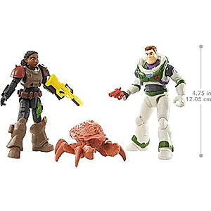 Mattel Lightyear Toys Toy Figures and Accessories, 5-in Scale Izzy & Buzz Figures, Oversized Bug & Blasters