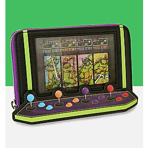 Loungefly Teenage Mutant Ninja Turtles 40th Anniversary Vintage Arcade Lenticular Zip Around Wallet