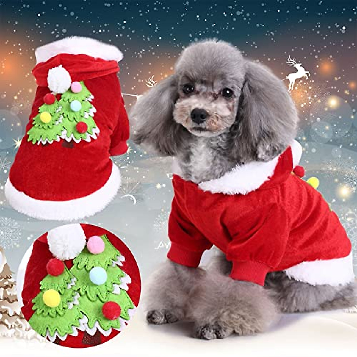 Pet Clothes Small Christmas Hoodie Tree Clothes for Medium Dogs Classic Shirt Stretchy Vest Doggy Tee Tank Top Apparel Outfits