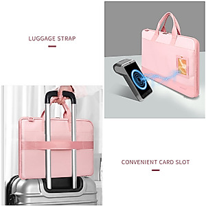 Simpolor 15.6’’ Laptop Case Cable Organizer, Electronic Organizer Inside with Outside Card Holder, 3-Layer Shockproof and Water Resistant 14/15 inch Laptop Sleeve, Pink