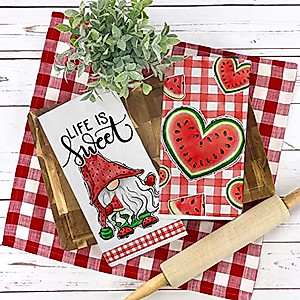 Seliem Spring Bee Kind Bee Happy Gnome Kitchen Dish Towel Set of 2, Sunflower Honey Hand Towel Inspirational Quote Drying Baking Cooking Cloth, Summer Seasonal Kitchen Decor 18x26 Inches