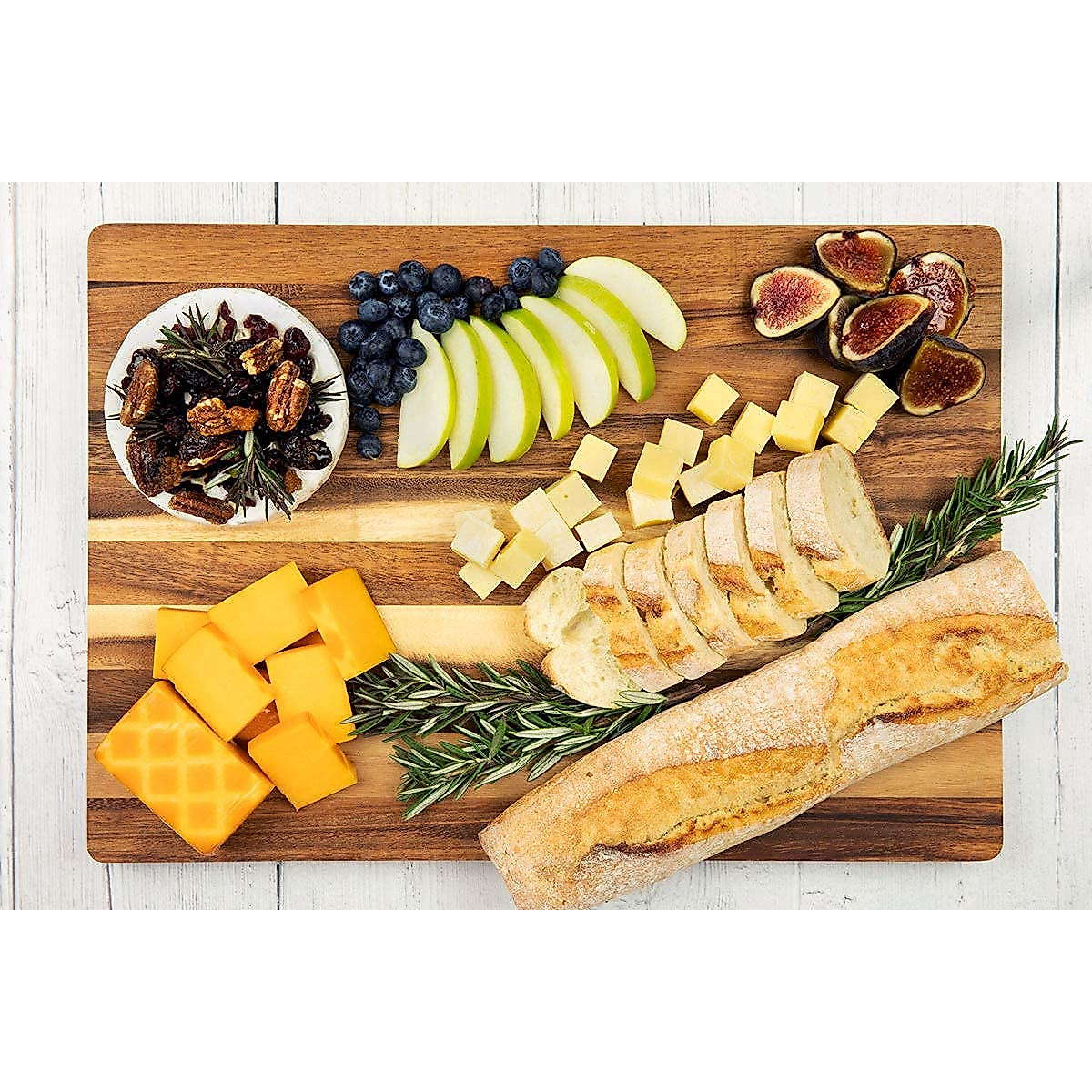 Thirteen Chefs Cutting Boards - Large, Lightweight, 17 x 12 Inch Acacia Wood Chopping Board for Plating, Appetizers, Charcuterie and Kitchen Prep - Portable Cooking Accessories