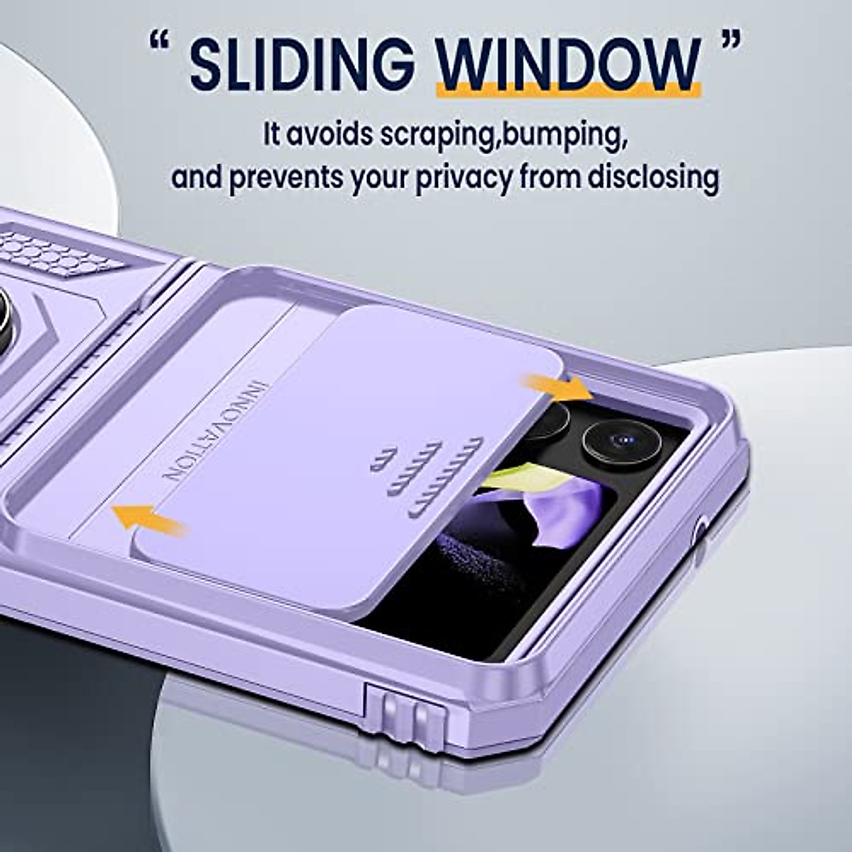 Goton for Samsung Z Flip 4 Case, Galaxy Z Flip 4 Case with Camera Cover, [Hinge Protection] & 360° Kickstand Ring Military Grade Shockproof Cover for Samsung Z Flip 4 case 2022 Purple