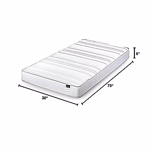 ZINUS 6 Inch Foam and Spring Mattress, CertiPUR-US Certified Foams,Mattress-in-a-Box, Narrow Twin, off white