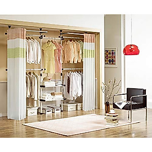 PRINCE HANGER, Deluxe 4 Tier & Shelf Clothes Rack with Curtain, Clothing Rack, Closet Organizer, Freestanding, Tension Rod, PHUS-0061, Made in Korea