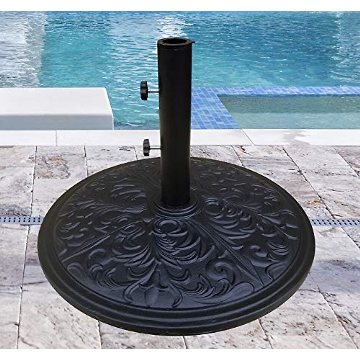 Tropishade Umbrella Base Cast Iron with Black Powder Coating Weight 50 lbs