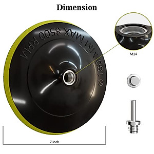 7 Pcs Waxing Buffing Pad Kit, 7 Inch Buffing and Polishing Pad Kit, 3 Pcs Polishing Sponge,2 Pcs Wool Pad, and a M14 Threaded Polisher Grip Backing Plate for Car Buffer Polisher, Polishing and Waxing