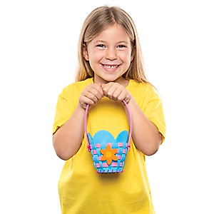 Baker Ross AT380 Flower Basket Weaving Kits - Pack of 4, Introductory Sewing for Beginners and for Kids Arts and Crafts Projects