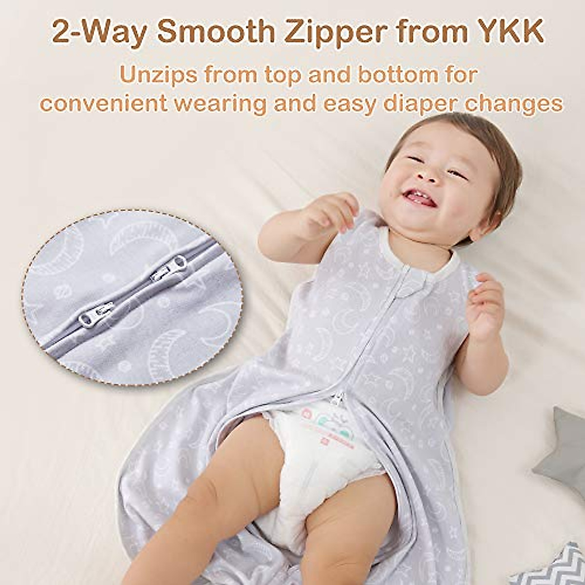 MioRico 1.0 Tog Sleep Sack for Babies 0-6 Months | Lightweight and Soft Wearable Blanket for Babies 3-6 Months | Organic Infant Sleeping Bag with 2-Way Zip