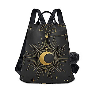 ALAZA Boho Style Hand Holding Crescent Moon Backpack Purse for Women Anti Theft Fashion Back Pack Shoulder Bag