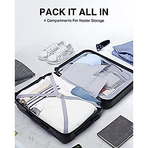 BAGSMART Carry On Luggage 22x14x9 Airline Approved, 1OO% PC Lightweight Carry On Hardside Suitcase, 20 Inch Hard Shell Luggage with Spinner Wheels, Waterproof Rolling Suitcase for Men and Women, Black