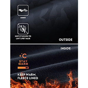 CRZ YOGA Thermal Fleece Lined Leggings Women 28'' - Winter Warm High Waisted Hiking Pants with Pockets Workout Running Tights Dark Grey Camouflage X-Small