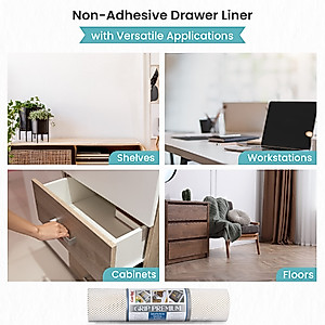 Con-Tact Brand Grip Premium Thick Non-Adhesive Shelf and Drawer Liner, 18" x 10', White