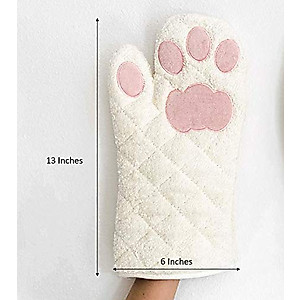 Cricket & Junebug Oven Mitts Cat Paws - White and Pink