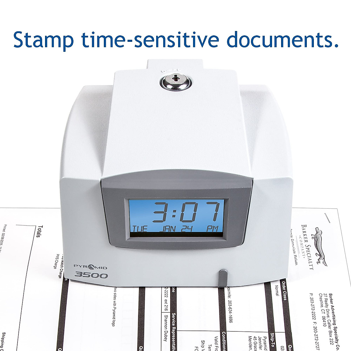 Pyramid™ 3500 Time Clock & Document Stamp, Gray/Charcoal