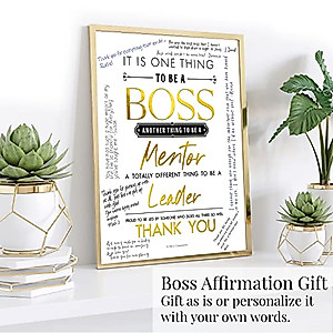 Gift For Boss Mentor Leader - 9" x 12" Metal Frame - For Both Men & Women - Christmas or Boss Day Present - Desk and Wall Art Boss Office Décor (Gold)