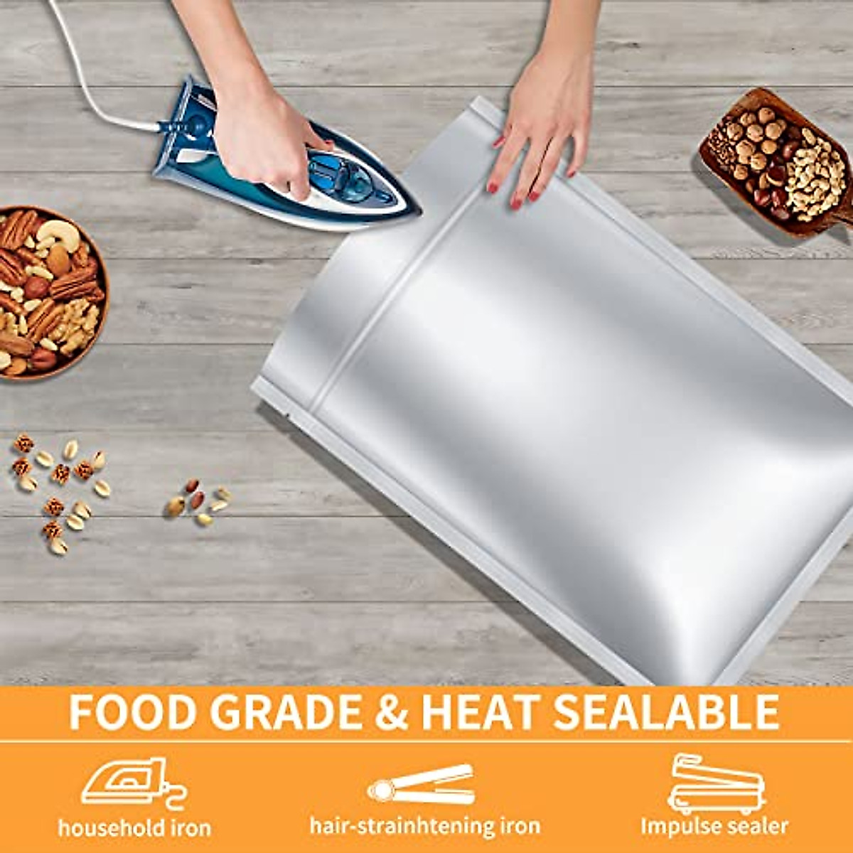 Ztalee 15 Pack 5 Gallon Mylar Bags (9.4 Mil) and 15x 2000cc Oxygen Absorbers, Vacuum Resealable Ziplock Mylar Aluminum Foil Bags, Oxygen Absorbers Packets for Long Term Food Storage