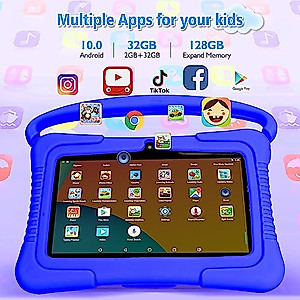 Veidoo Kids Tablet, 7 inch Android Tablet PC, 2GB RAM 32GB ROM, Safety Eye Protection Screen, WiFi, Dual Camera, Games, Parental Control APP, Tablet with Silicone Case(Dark Blue)