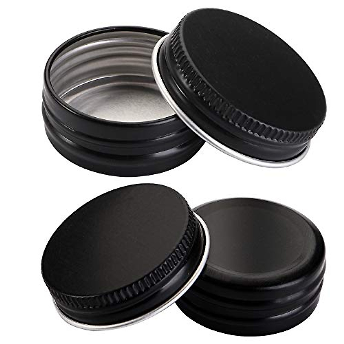 Foraineam 100 Pack 0.5 oz Mini Aluminum Round Lip Balm Tin Containers with Screw Lid - 15ml Metal Storage Travel Tins Matte Black Empty Tin Jars
