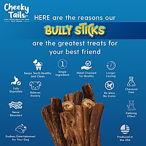 Premium Bully Sticks for Dogs, 6" Dog Bully Sticks for Small Dogs & Puppies (3 Pieces) - Rawhide Free Chews, High Collagen, 100% Beef Bully Sticks Made in USA - Bully Stick Puppy Treats & Bully Bones