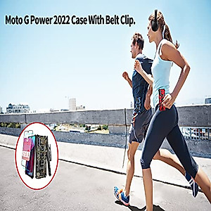 for Moto G Power 2022 Case with Screen Protector Moto G Power Case 2022 with Belt Clip Moto G Power 2022 Case Kickstand Military Grade Heavy Duty Camo Case for Moto G Power 2022 Men Women (Blue CAMO)