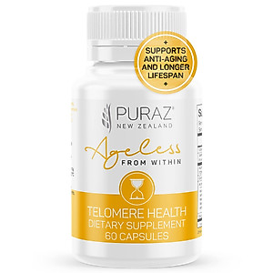 PURAZ Telomere Supplements w/Potent Astragalus Root Extract and Collagen | Superior Immune Support, Anti-Aging, DNA Repair | Pure Telomerase Enzyme for Telomere Lengthening and Support | 60 Capsules
