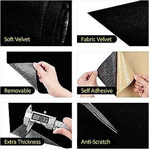 FunStick Self Adhesive Felt Fabric for Crafts 15.8"x78.8" Black Velvet Fabric Roll Soft Velvet Drawer Liners for Dresser Jewelry Box Black Felt Sheets Black Peel and Stick Wallpaper for Cabinets Shelf