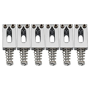 Musiclily 10.5mm Guitar Tremolo Bridge Saddles Set for Fender Stratocaster Strat Telecaster Tele Electric Guitar Replacement, Chrome(Set of 6)