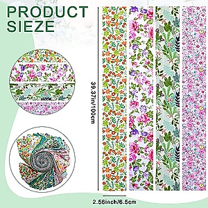 40 Pcs Cotton Jelly Fabric Roll Quilting Strips Different Patterns Patchwork Jelly Fabric Strips Roll Craft Sewing Supplies for Quilters Crafting Sewing DIY Crafts, 39.37 x 2.56 Inches (Floral)