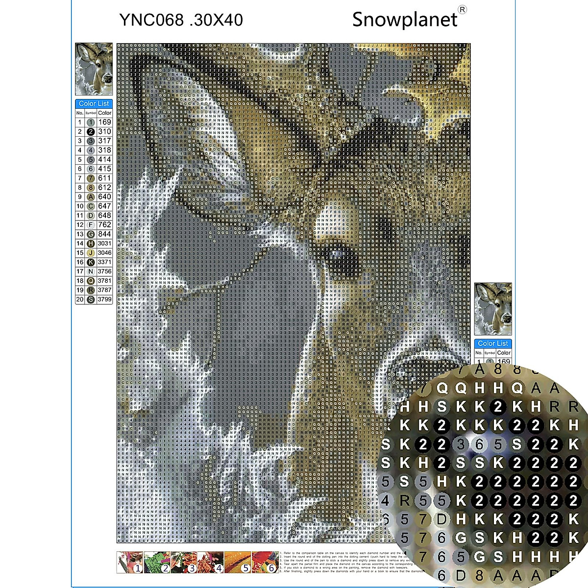 Snowplanet Deer Diamond Mosaic Painting- Diamond Art Kits for Adults,Full Drill Diamond Mosaic Painting Kits,5d Gem Art for Adults Wall Home Decor (YNC068)