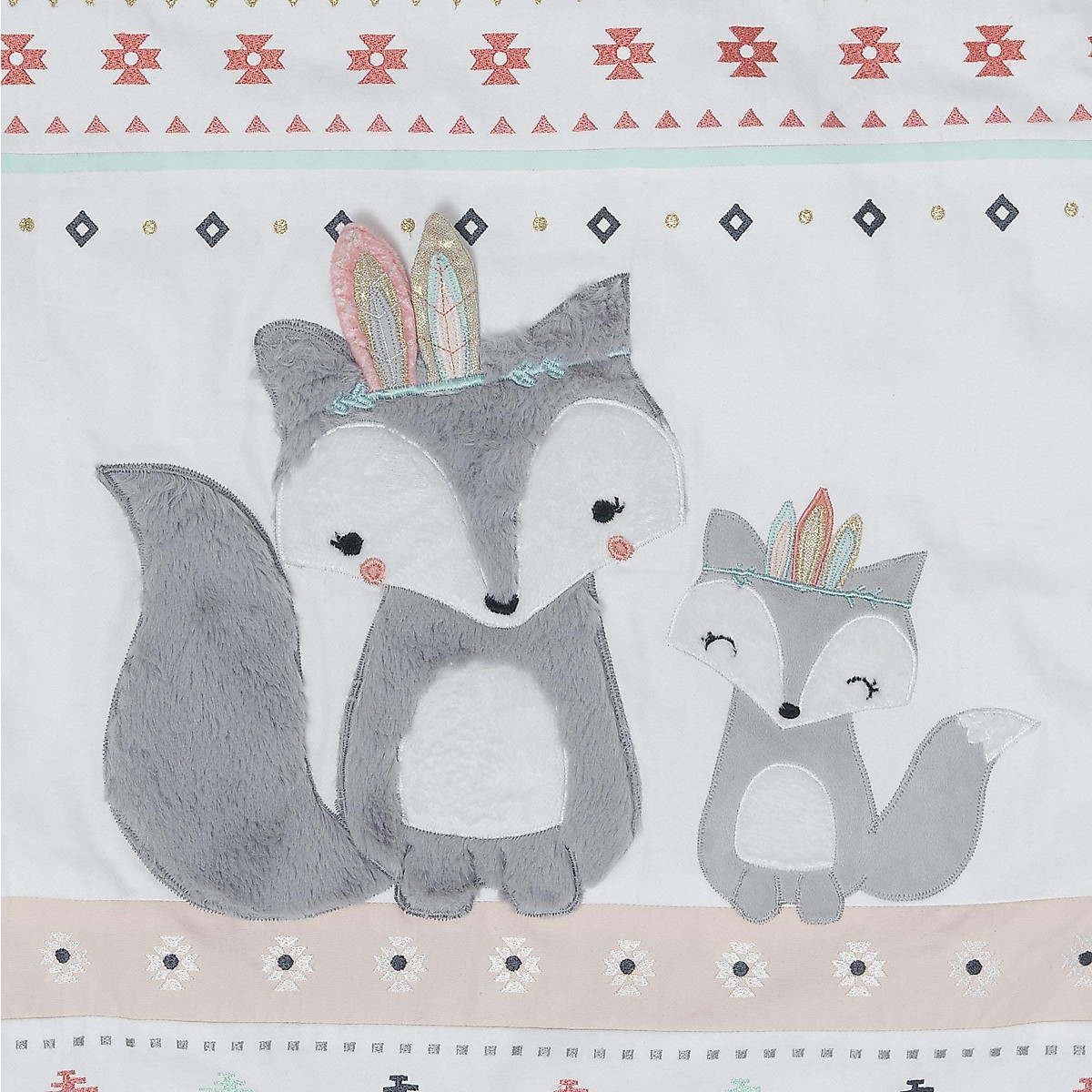 Lambs & Ivy Little Spirit 3-Piece Crib Bedding Set - Blue, Gray, White, Coral