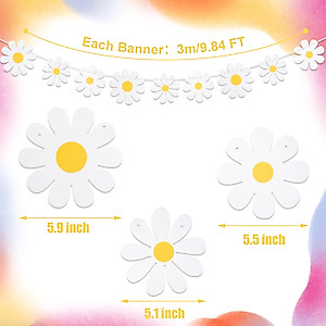 Set of 6 Groovy Daisy Banner Boho Daisy Garland Party Decorations Boho Hippie Daisy Flower Hanging Banners for Birthday Baby Shower Groovy Home Party Decor