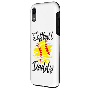 iPhone XR Softball Daddy For Men Family Matching Yellow Softball Daddy Case