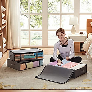 Lifewit Under Bed Storage Containers 6 Pack, Foldable Clothing Storage Bags with Front Clear Window, Closet Organizers and Storage for Towels, Clothes, Blankets, Grey